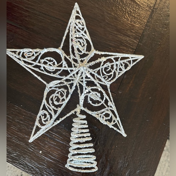 Holiday | Elegant White Glitter Star Tree Topper | Poshmark